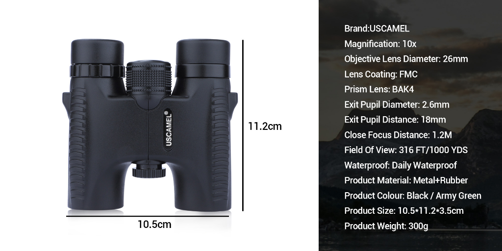 USCAMEL 10x26 Binocular Telscope Night Vision Outdoor Waterproof ...