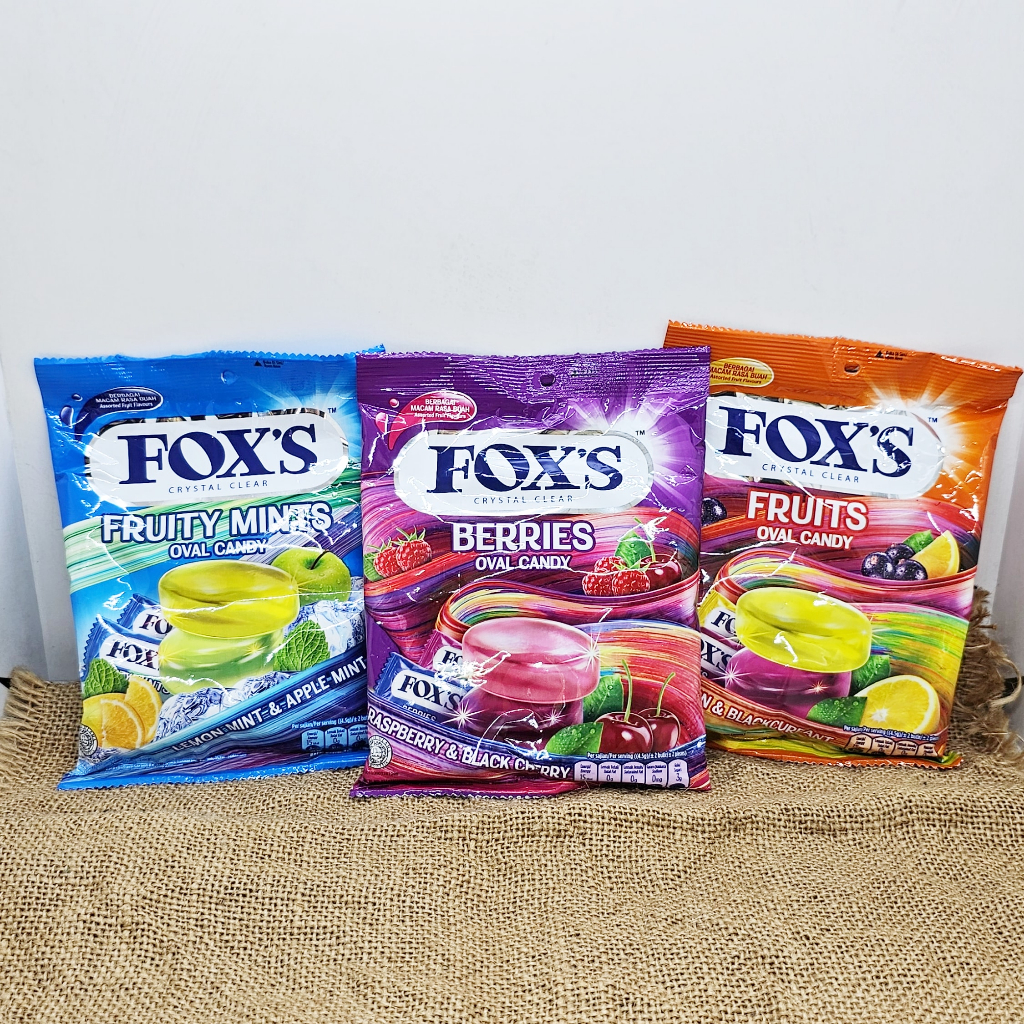 FOX's Crystal Clear Oval Candy (125g / Halal) Berries, Fruits, Fruity Mints 水果风味硬糖 Gula Gula ...