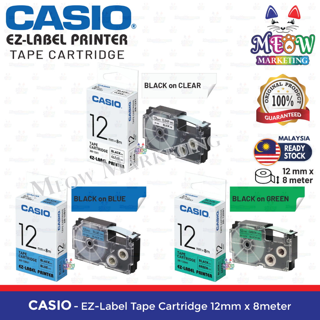 Casio EZ Label Printer Tape Cartridge (ORIGINAL) for Casio Label ...
