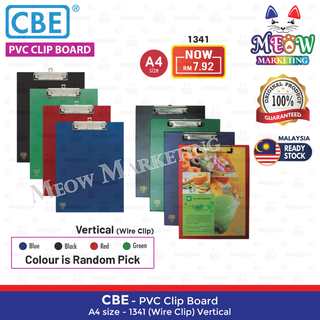 CBE PVC Clip Board - A4 (1341 Wire Clip/1344 Wire Clip) / F4 (1340 Wire ...