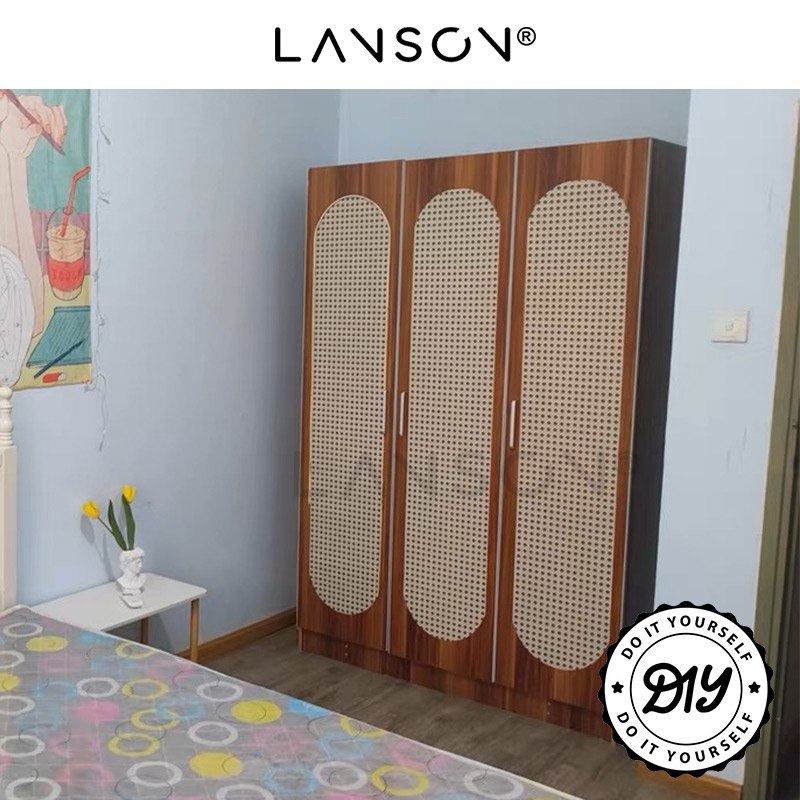 Rattan PVc DIY waterproof wallpaper deco Wardrobe cabinet decoration ...