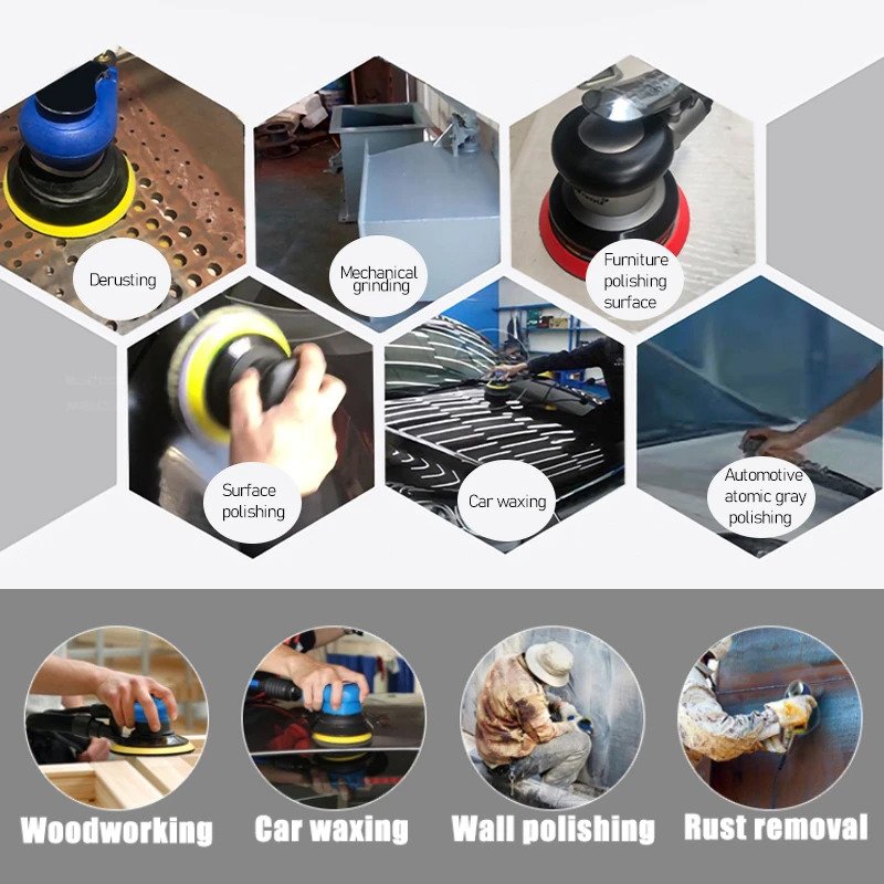 [ Mesin Gosok Kereta ] 5 Inch Air Sander Set Pneumatic Palm Car ...