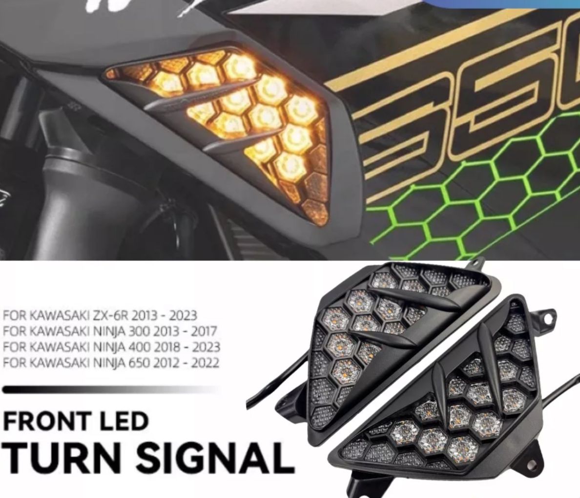 TST HONEY COMB LED FRONT SIGNAL TST DESIGN (PLUG & PLAY) NINJA 250 300 ...