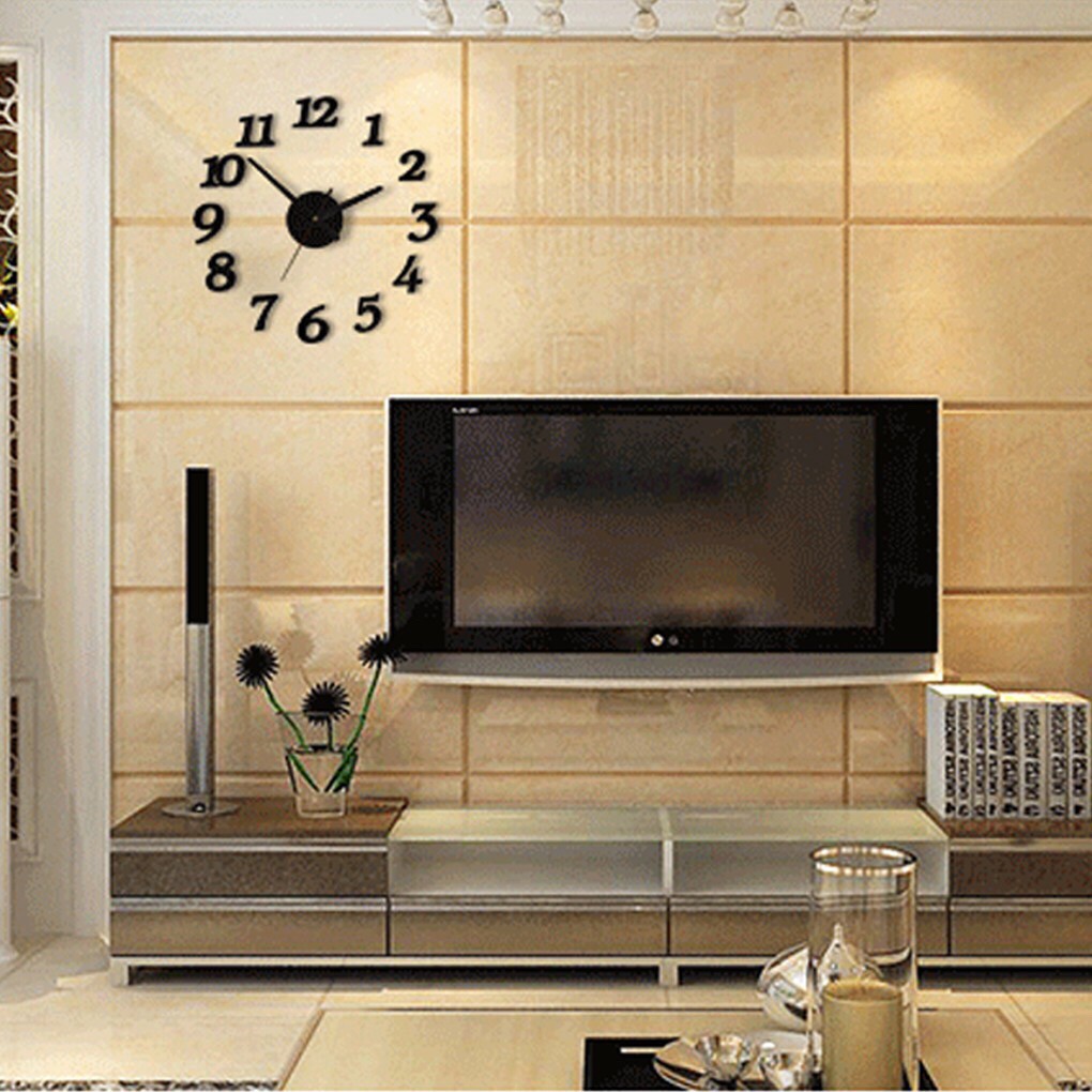 Self Stick Acrylic Word Clock DIY Modern Wall Clock Wall Decoration 3D ...