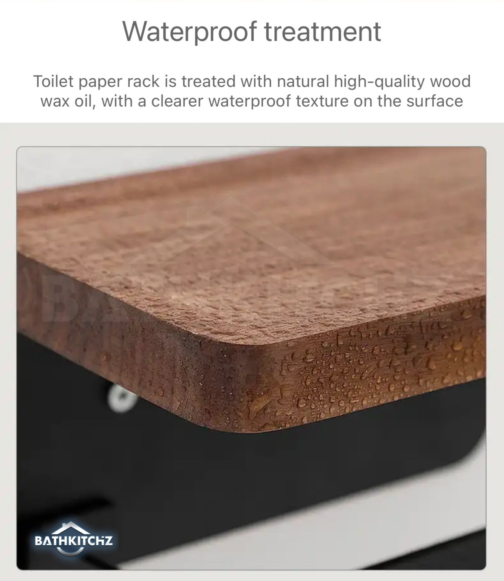 BATHKITCHZ Toilet Paper Holder with Natural Walnut Wooden Shelf Tissue ...