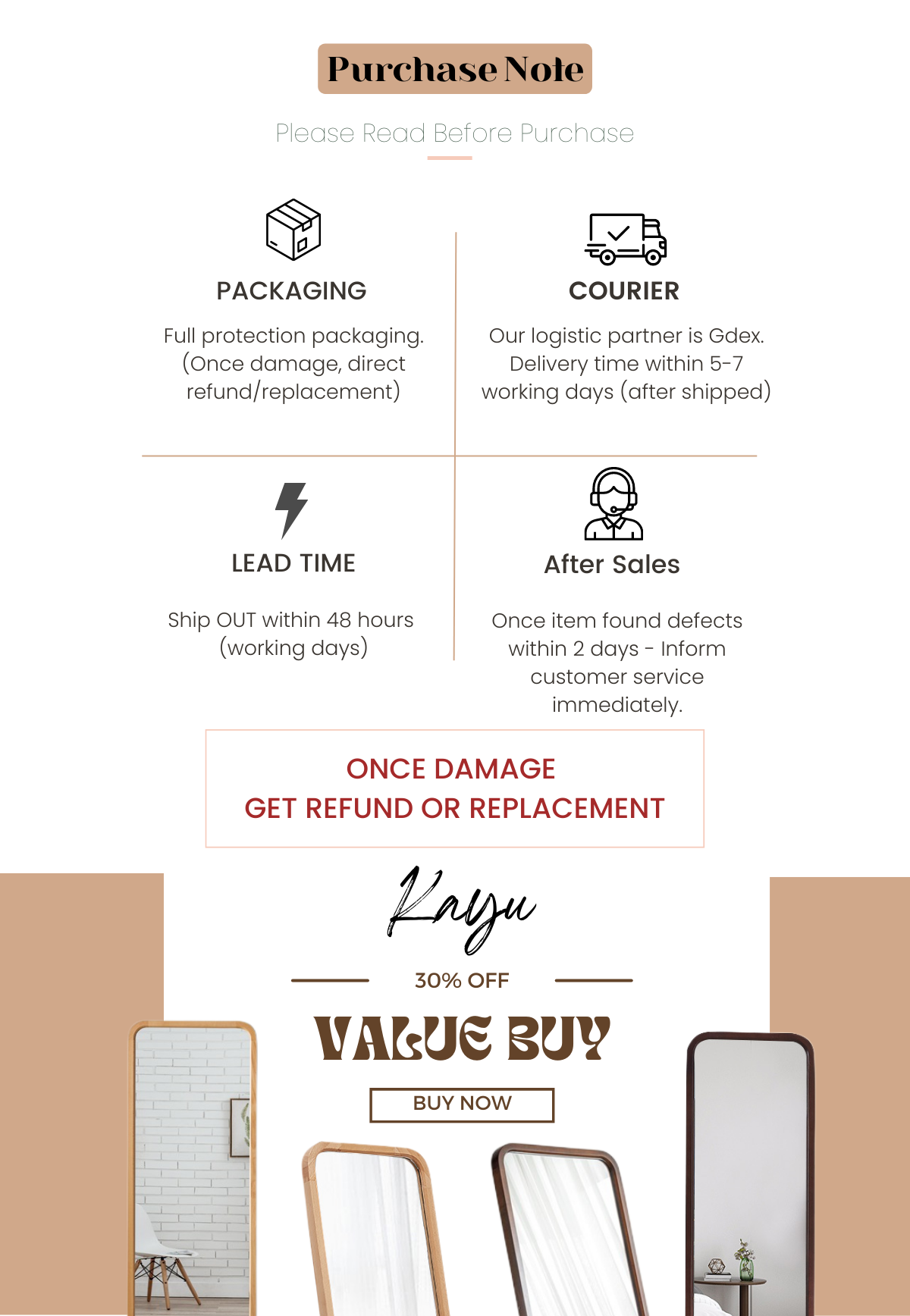 Wooden Frame Full Body Mirror Stand Wood Floor Mirror Hang Large Mirror ...