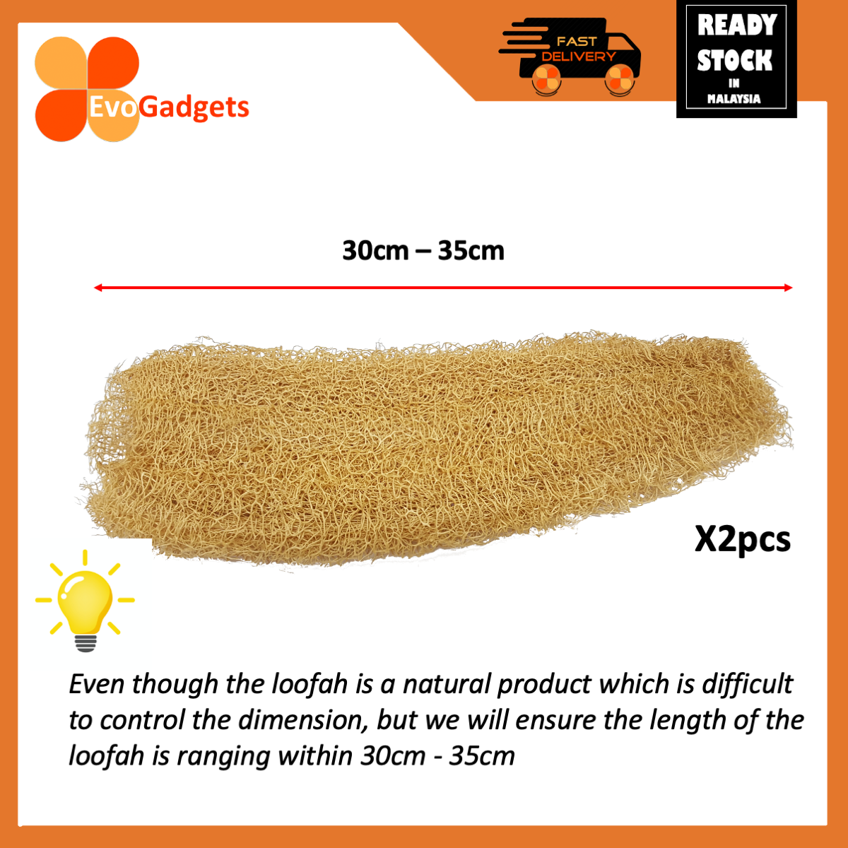 Evogadgets x2pcs Premium Natural Loofah / Luffa Sponge Body Bath / Span ...