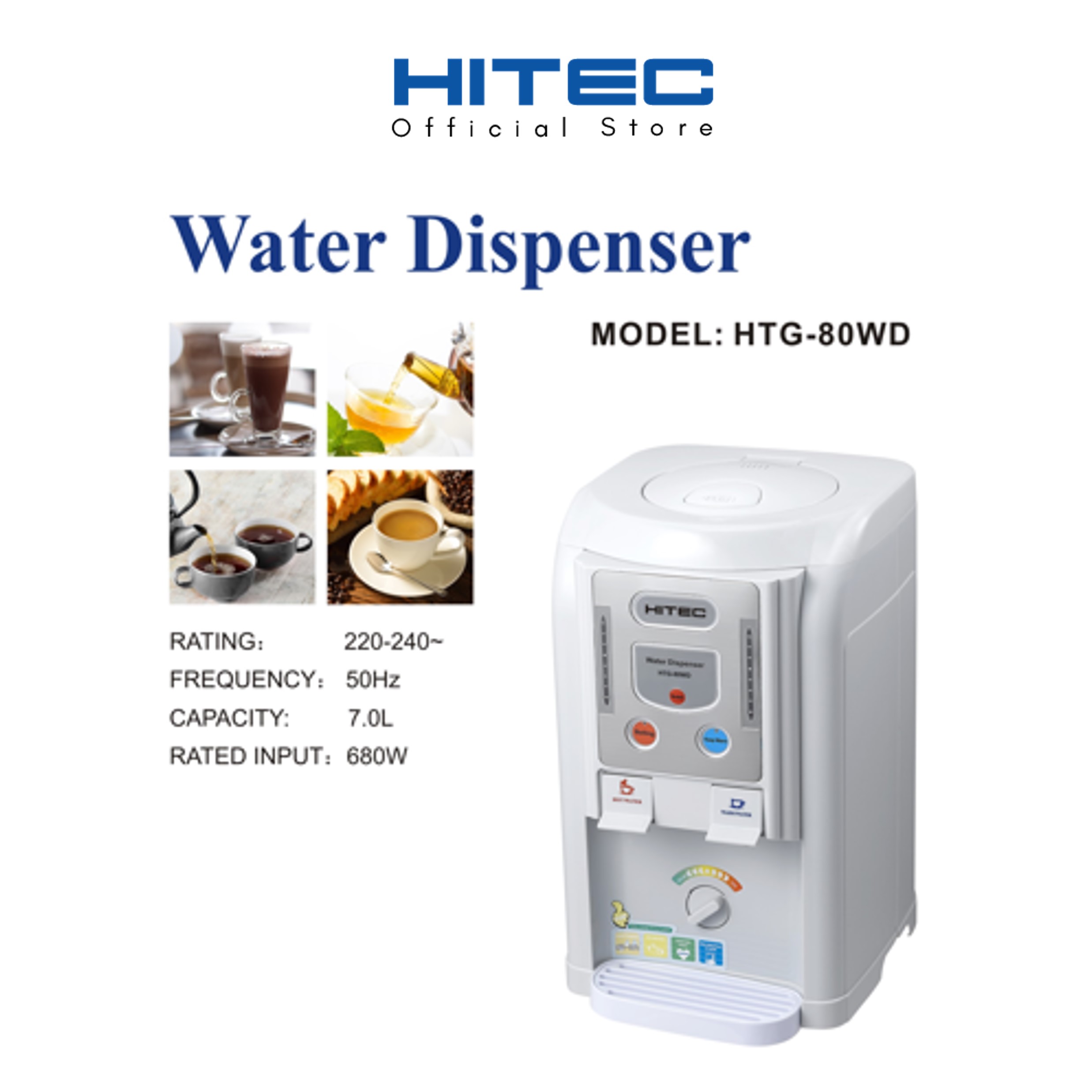 HITEC Water Dispenser with Stainless Steel Cylinder (7L) HTG-80WD ...