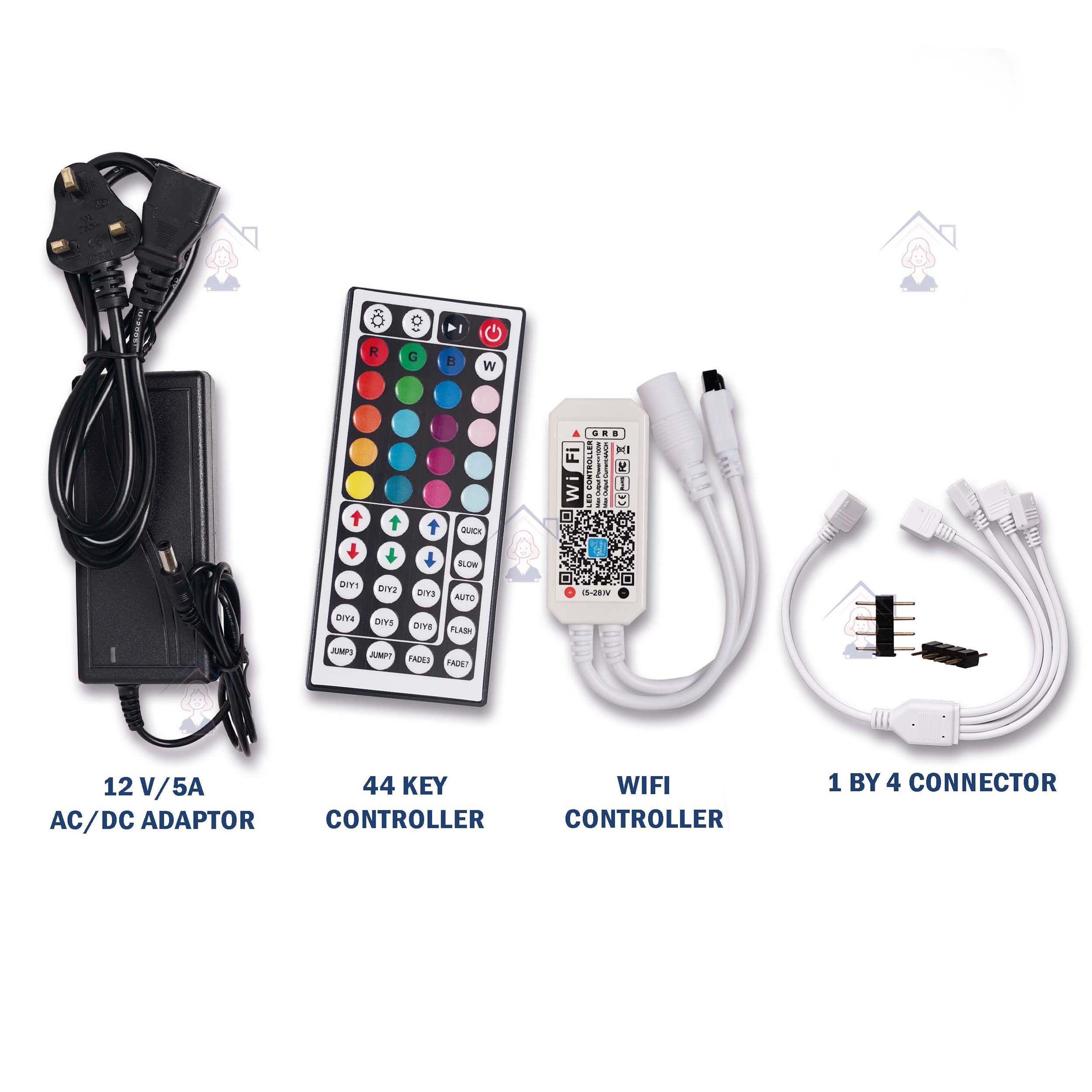 LED Light Strip RGB Accessories DC12V 3A 5A Plug 44 key Remote ...