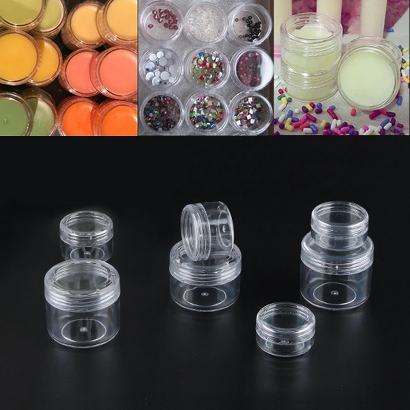 2g/3g/5g/10/15/20g Plastic Transparent Empty Makeup Jar Pot Refillable ...