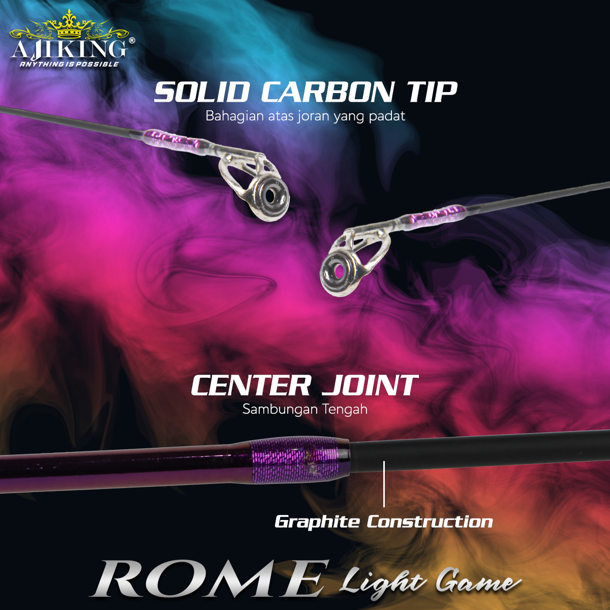 Ajiking Rome Light Game Spinning Ultra-Light Fishing Rod (5'6ft/6'6ft ...