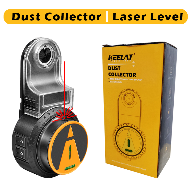 KEELAT 2 In 1 Electric Drilling Dust Collector 360° Laser Level Wall ...