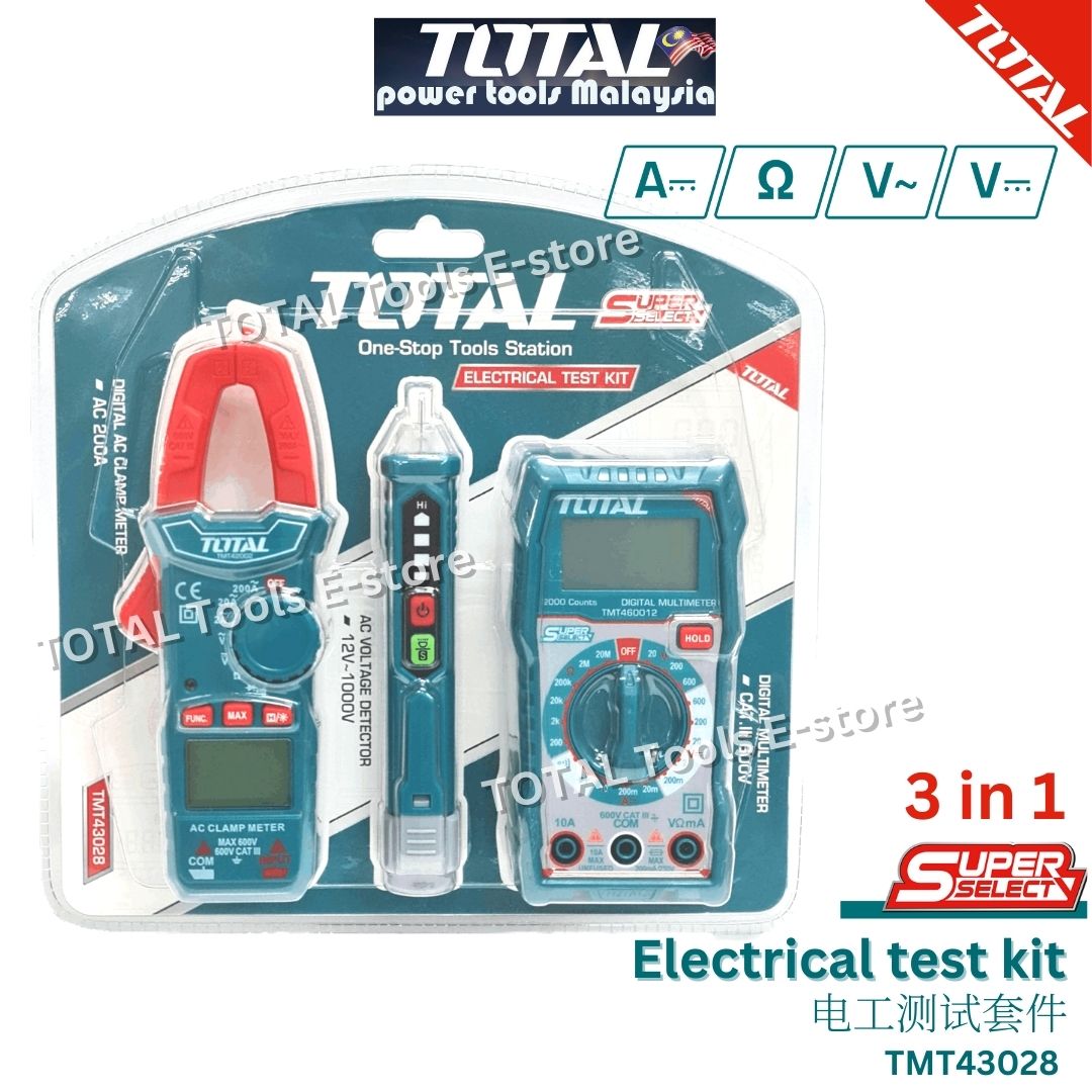 TOTAL 3 in 1 Electrical test kit / Digital Multimeter / Digital AC ...