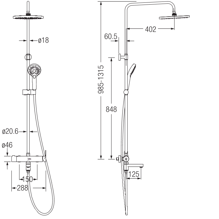 Johnson Suisse Gavi-N Single Lever Wall-Mounted Shower Mixer Column ...
