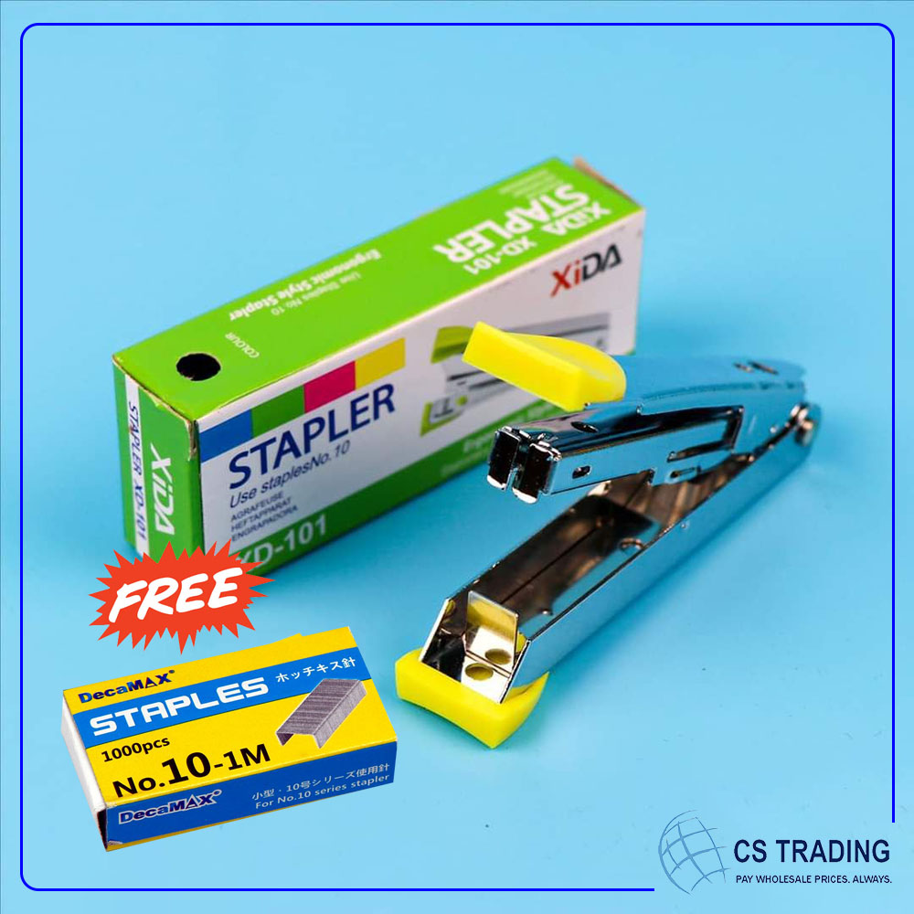 XIDA Stapler XD-101 Stapler for Office or Desk, 12 Sheet Capacity Green Pink Yellow Blue No.10 ...