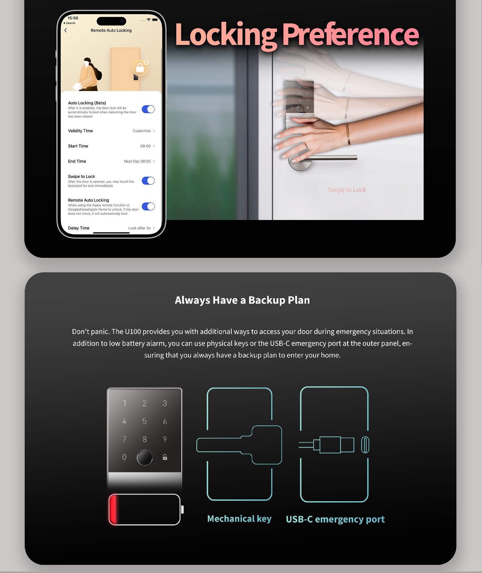 Aqara Smart Lock U100 Kit | 2 Years Warranty | Built-In Fingerprint ...