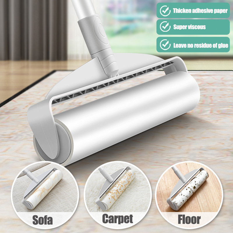 Long Sticky Lint Roller Paper Duster Cleaner Mop Hair Pet Fur Remover ...