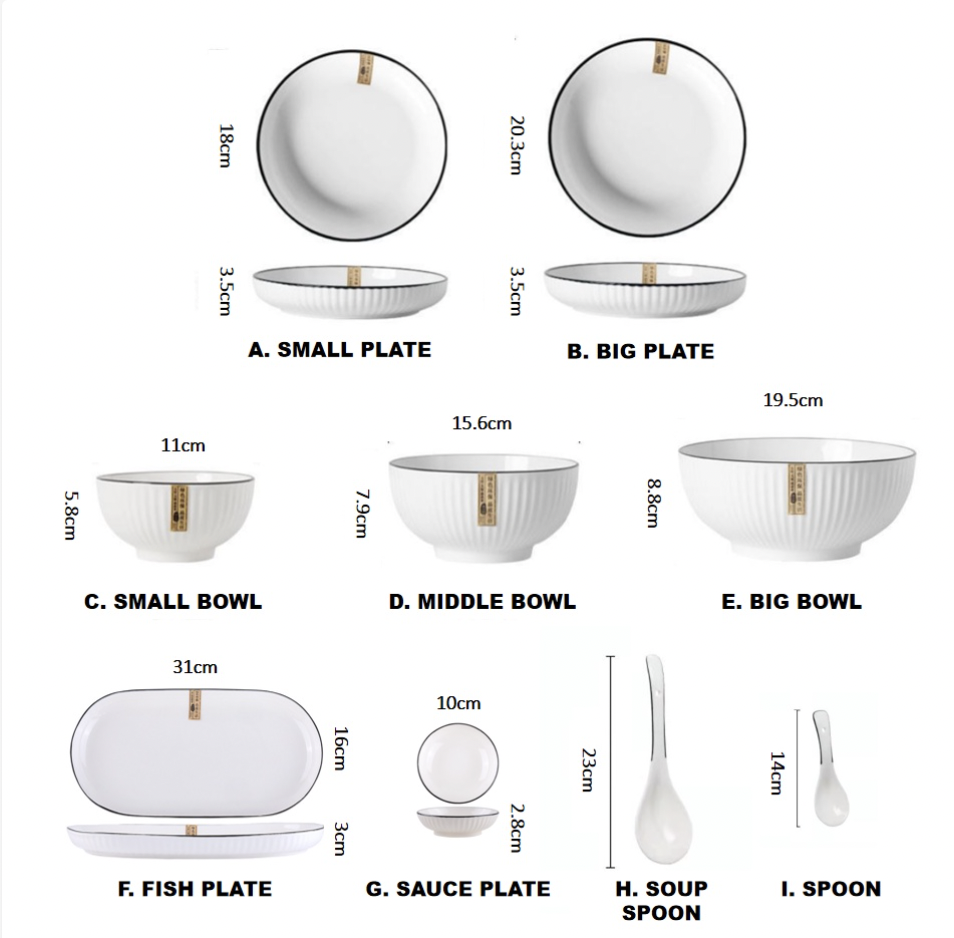 YAMADA Japanese Style Nordic Premium Ceramic Dinnerware Dinner Set ...