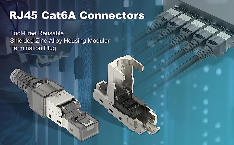 RJ45 Cat6A/Cat7/Cat8 Connector Tool-Free Toolless RJ45 Termination Plug ...