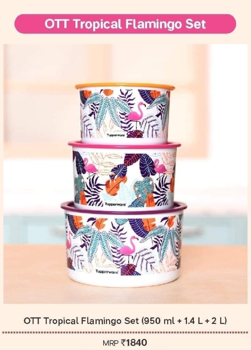 Tupperware One Touch Flamingo Canister Set (3pcs) | Shopee Malaysia