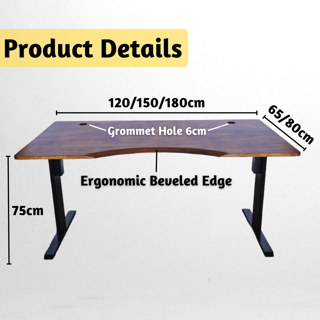 Ivan Table Arc Solid Rubberwood Table Ergonomic Table with strong stand ...