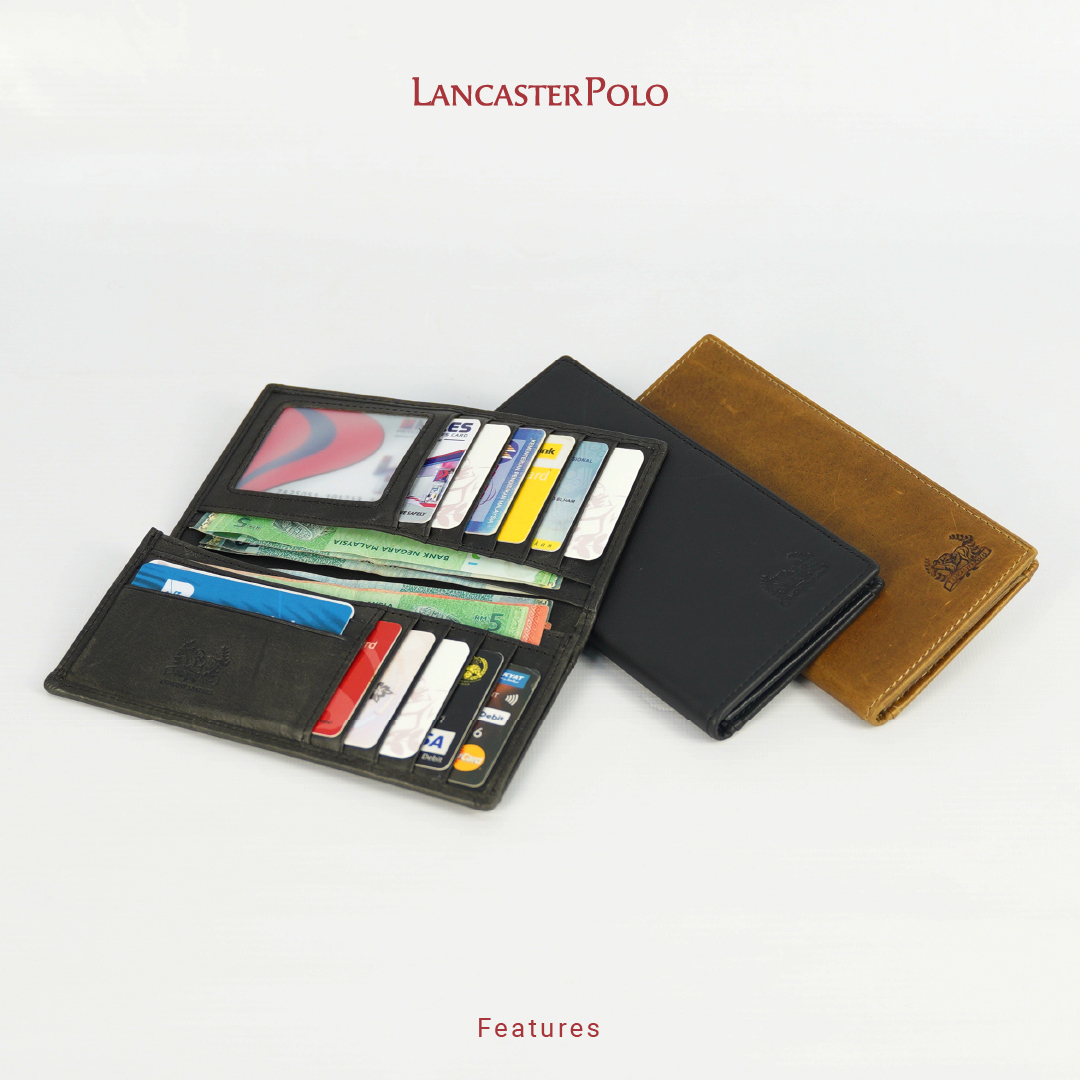 Lancaster Polo Men's Top Grain Leather Bi-Fold Long Wallet Bag Dompet ...
