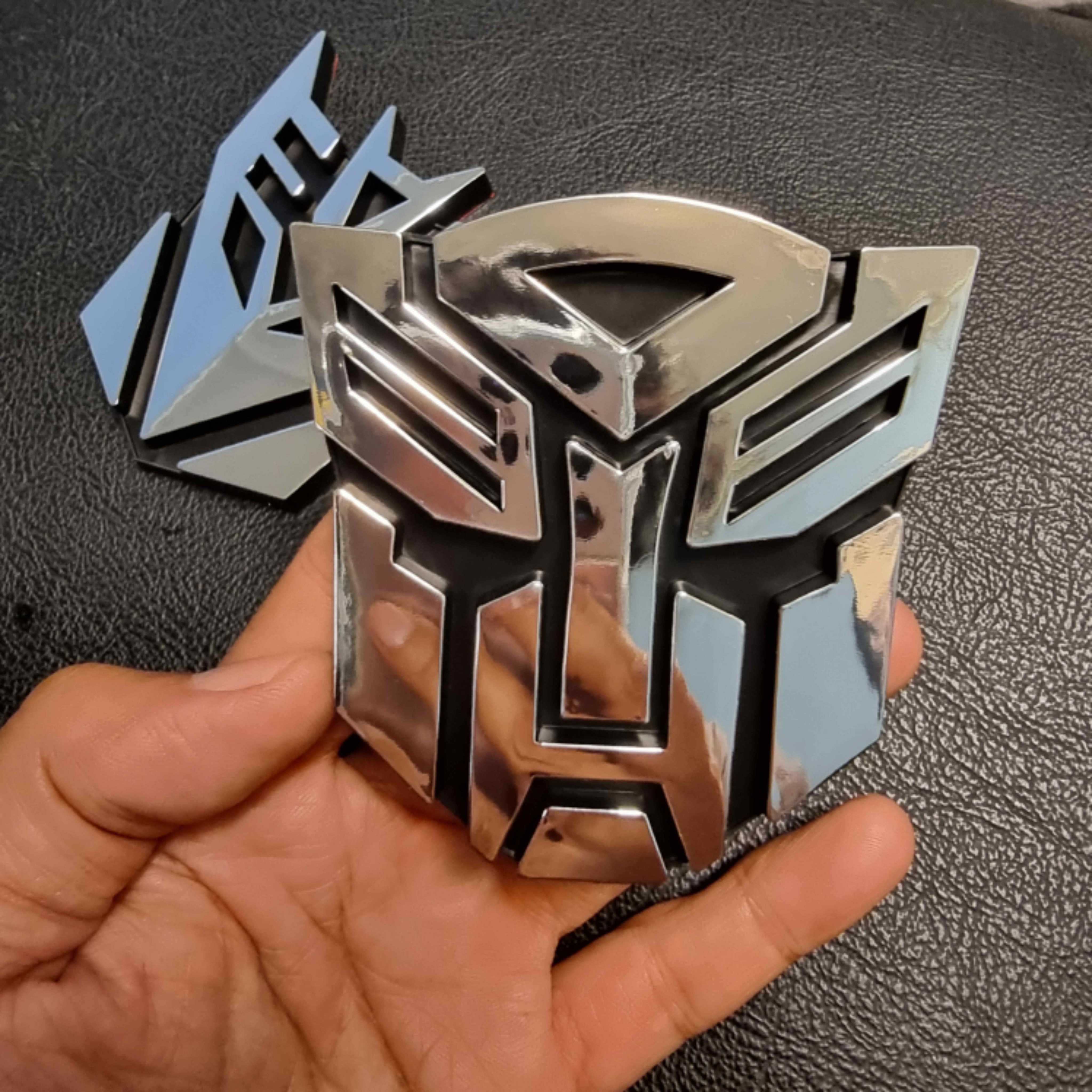 Abs Chrome Silver Plating Emblem Logo Sticker Transformer Autobot ...