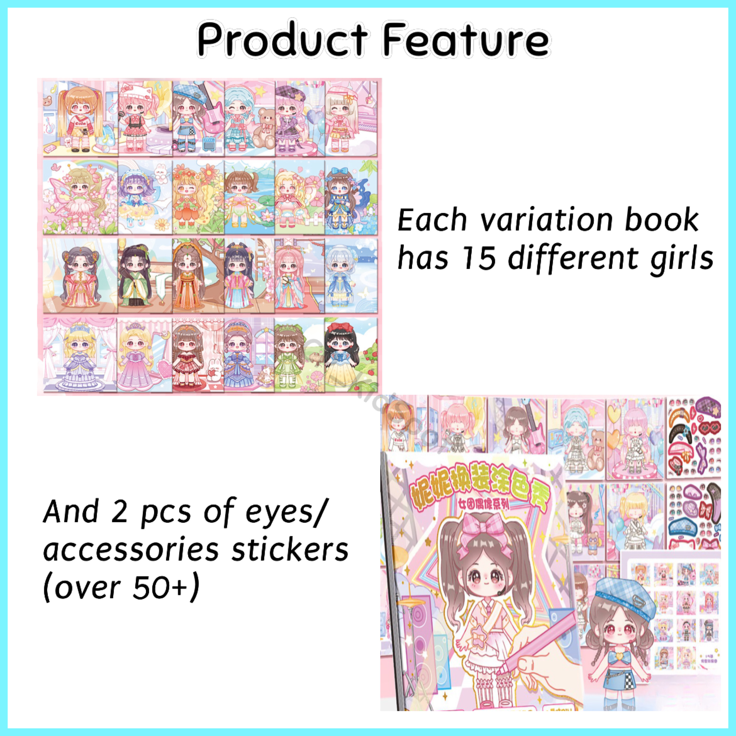 Sticker Colouring Book Cartoon DIY Creativity Dress Up Sticker Book ...