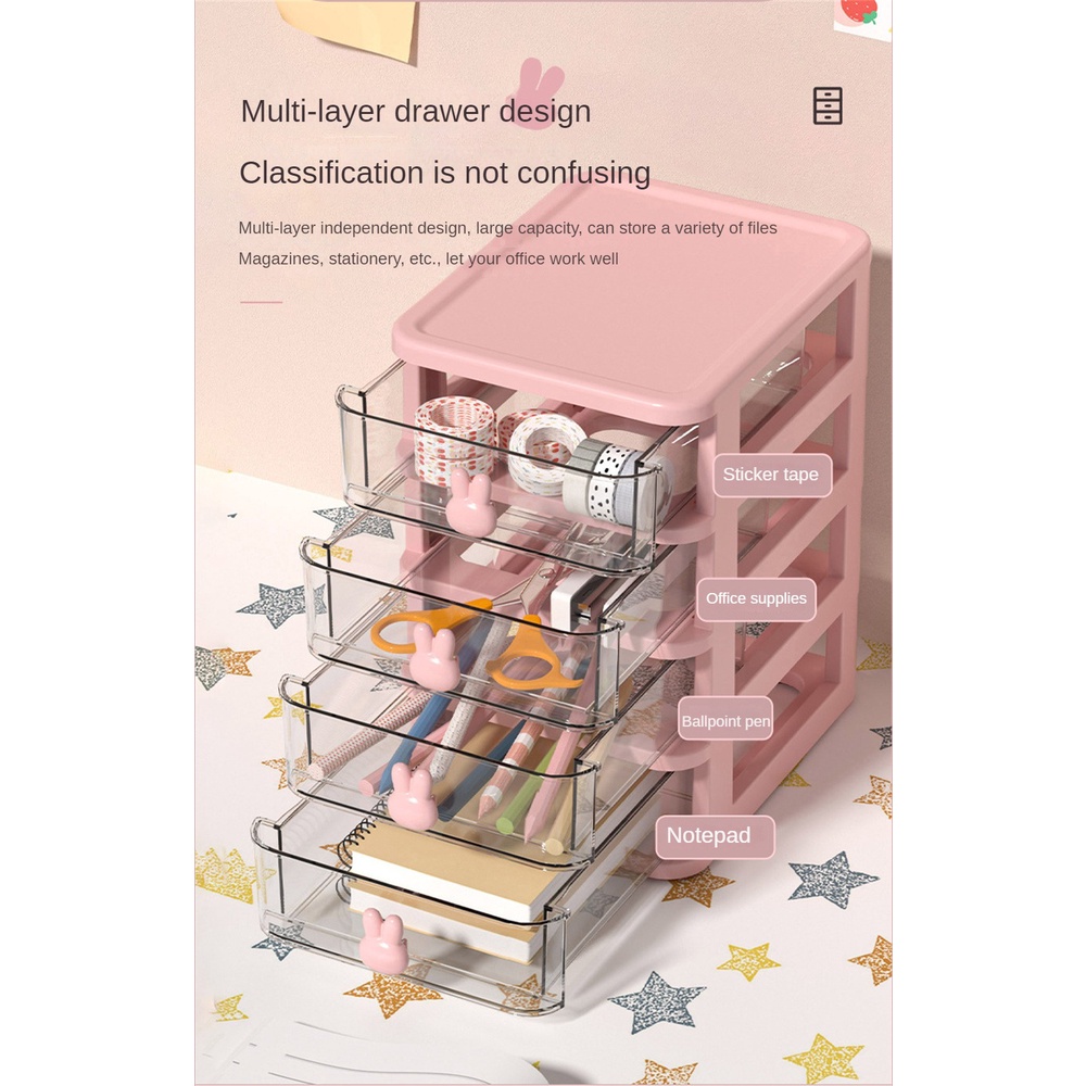 5 Tier Kotak Meja Laci Desktop Storage Box Rabbit Storage Drawer Desk ...