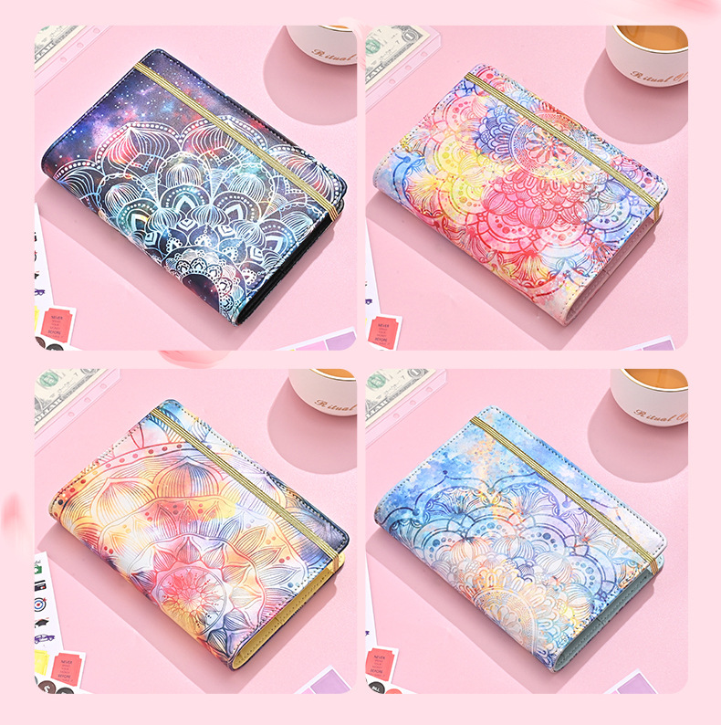 A6 PU Mandala Cash Budget Planner 6Ring Binder Zipper Folder Storage ...