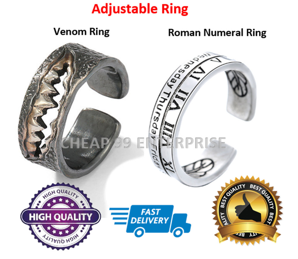 Venom Ring Men Fashion Thai Silver Retro Gold Teeth Opening Adjustable ...