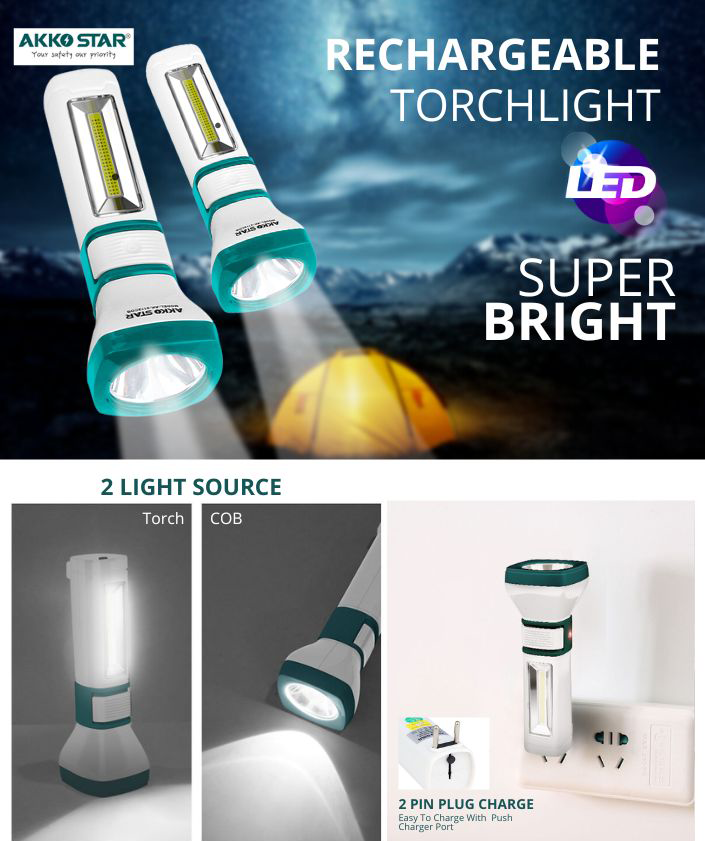 LED Torchlight With COB Light Portable Flash Torch for Outdoor ...