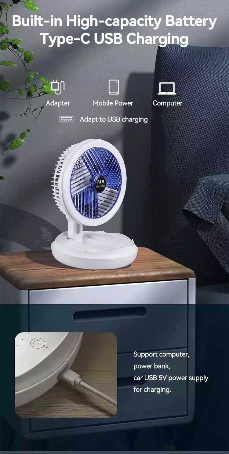 Kipas Meja Besar Strong Wind Circulation Fan Lamp USB Rechargeable ...