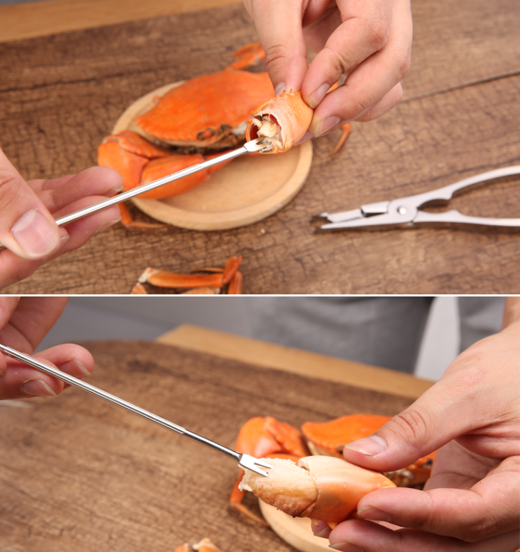 1 Pc Stainless Steel Crab Meat Fork Seafood Removal Lobster Leg Pick ...