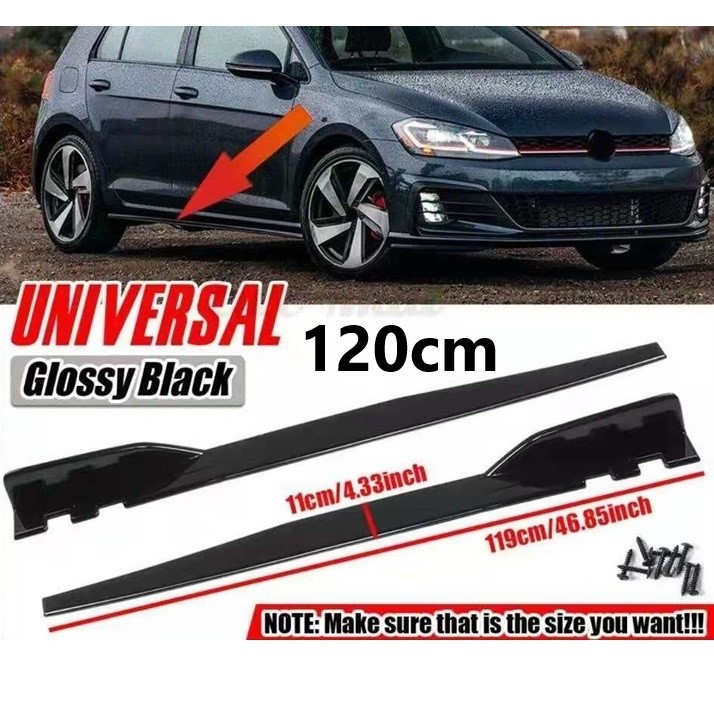 Car Universal Side Skirt PP Glossy Black/ Carbon Fiber Rocker Splitters Winglet Wings Diffuser ...