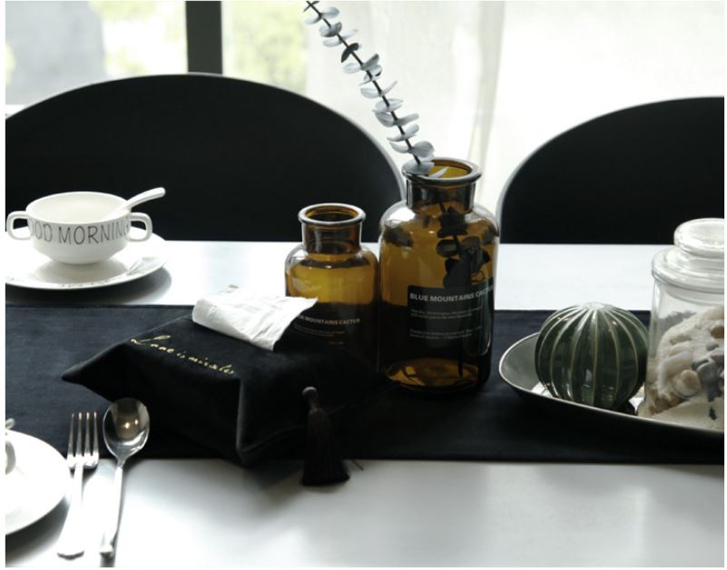 Table Runner Plain Velvet Premium Modern Muji Minimalist Alas Meja ...