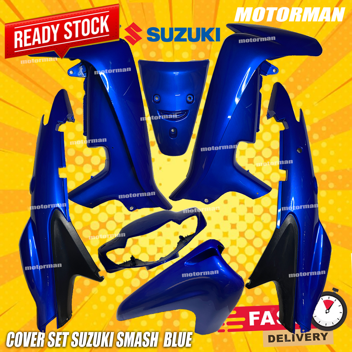 BODY COVER SET (LOCAL) SUZUKI SMASH ALL BLACK/BLUE/OOK | MOTORMAN ...