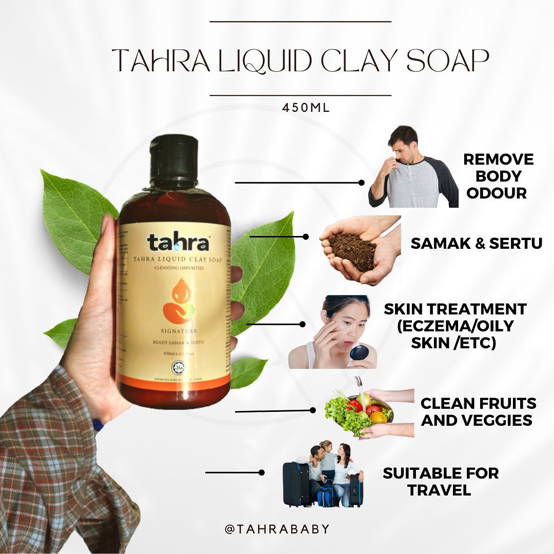 TAHRA LIQUID CLAY SOAP - Sabun Samak & Sertu, 450ml (New packaging ...