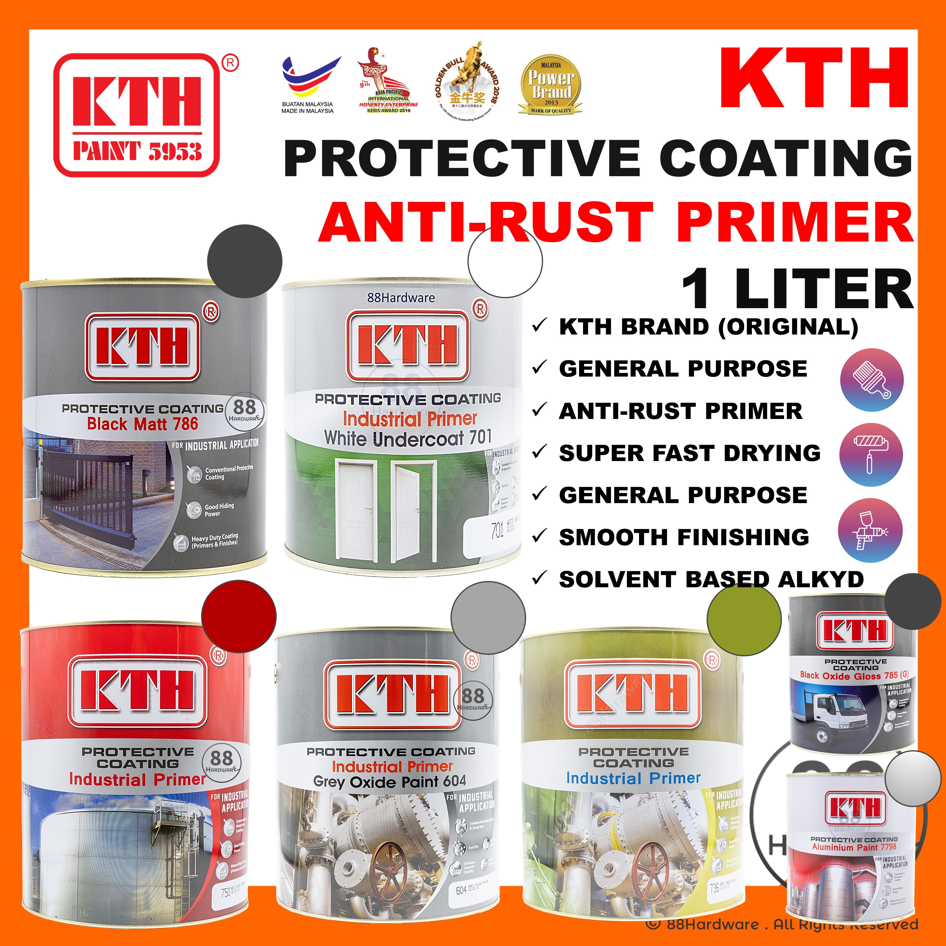 1L KTH 786 785G 750 736 604 cat besi anti karat /anti rust paint /cat ...