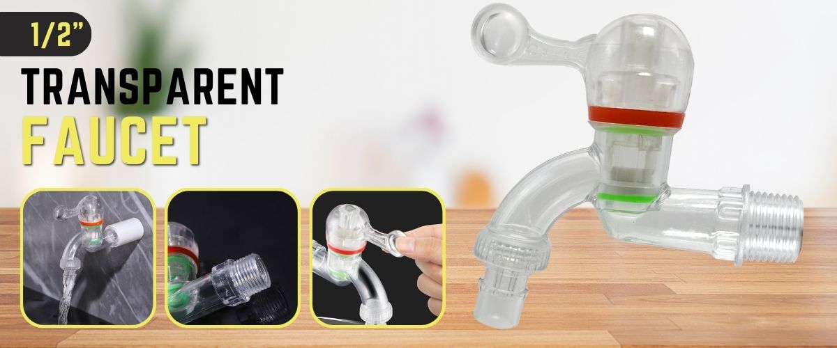 1/2" Transparent Faucet Pili Paip Transparent Garden Water Tap Plastic ...