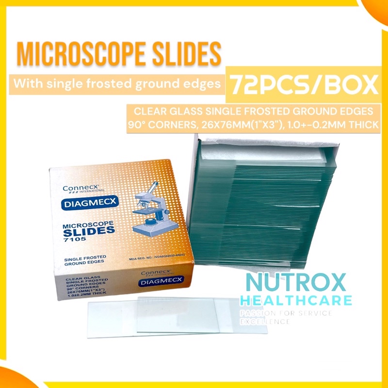 Laboratory Microscope slides with single frosted / Plain ground edges ...