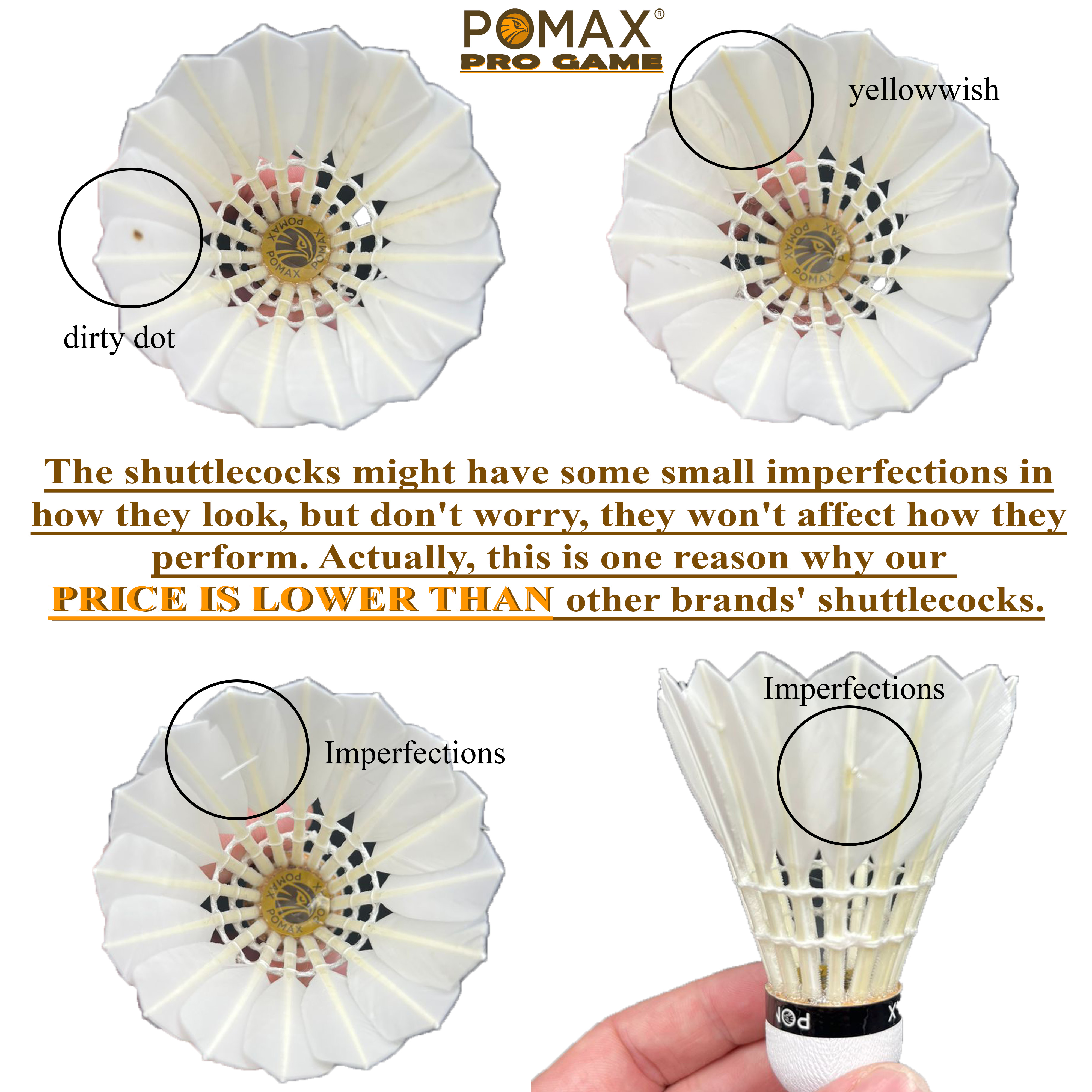 Pomax Pro Game Badminton Shuttlecocks (Quality Goose Feather ...