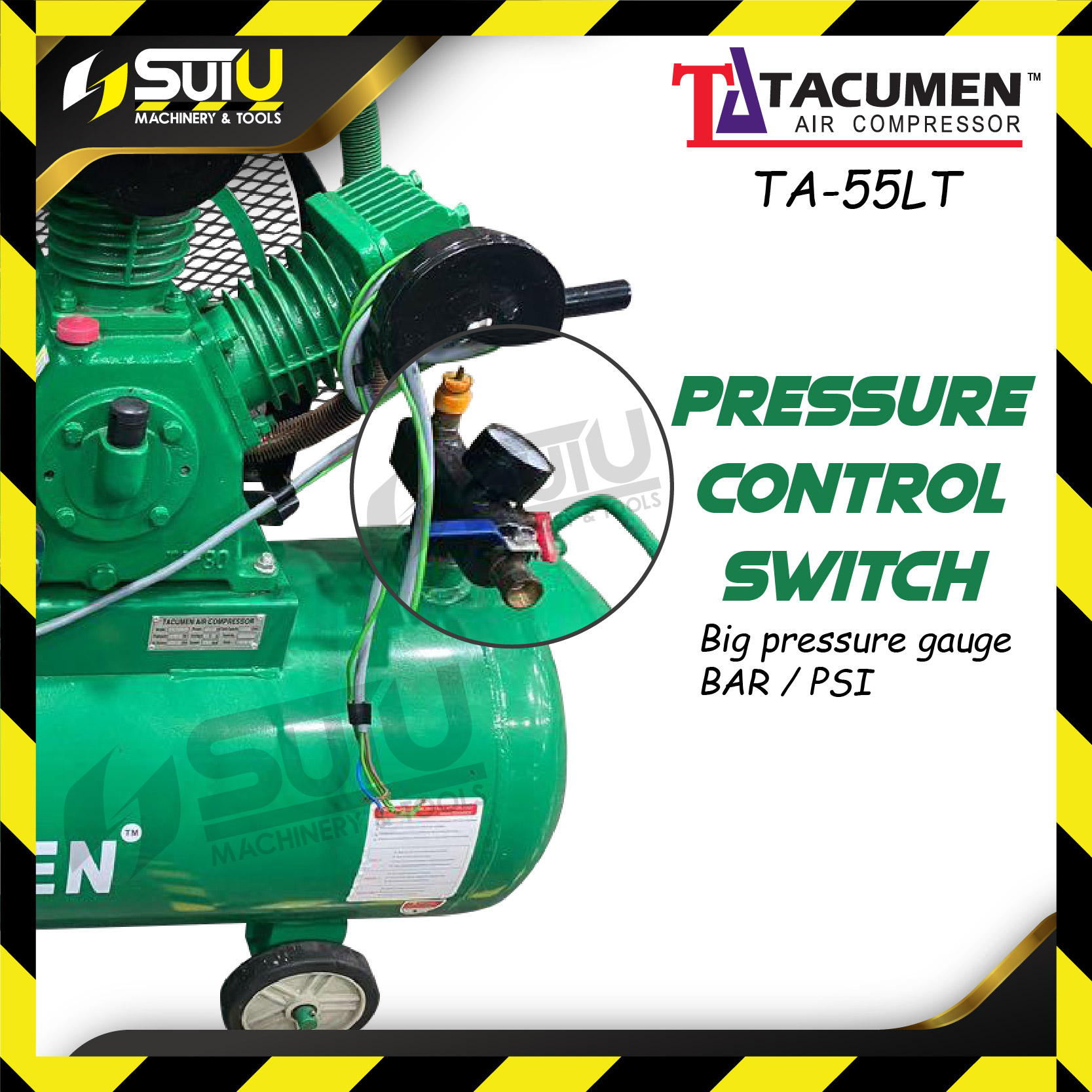 【LOW PRESSURE】TACUMEN TA-55LT / TA55LT 150L 5.5HP 8Bar Air Compressor ...
