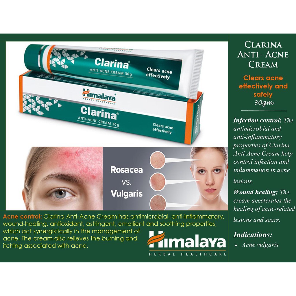 [ORIGINAL 💯] Himalaya Clarina Anti-Acne Cream 30g | Krim Anti Jerawat ...