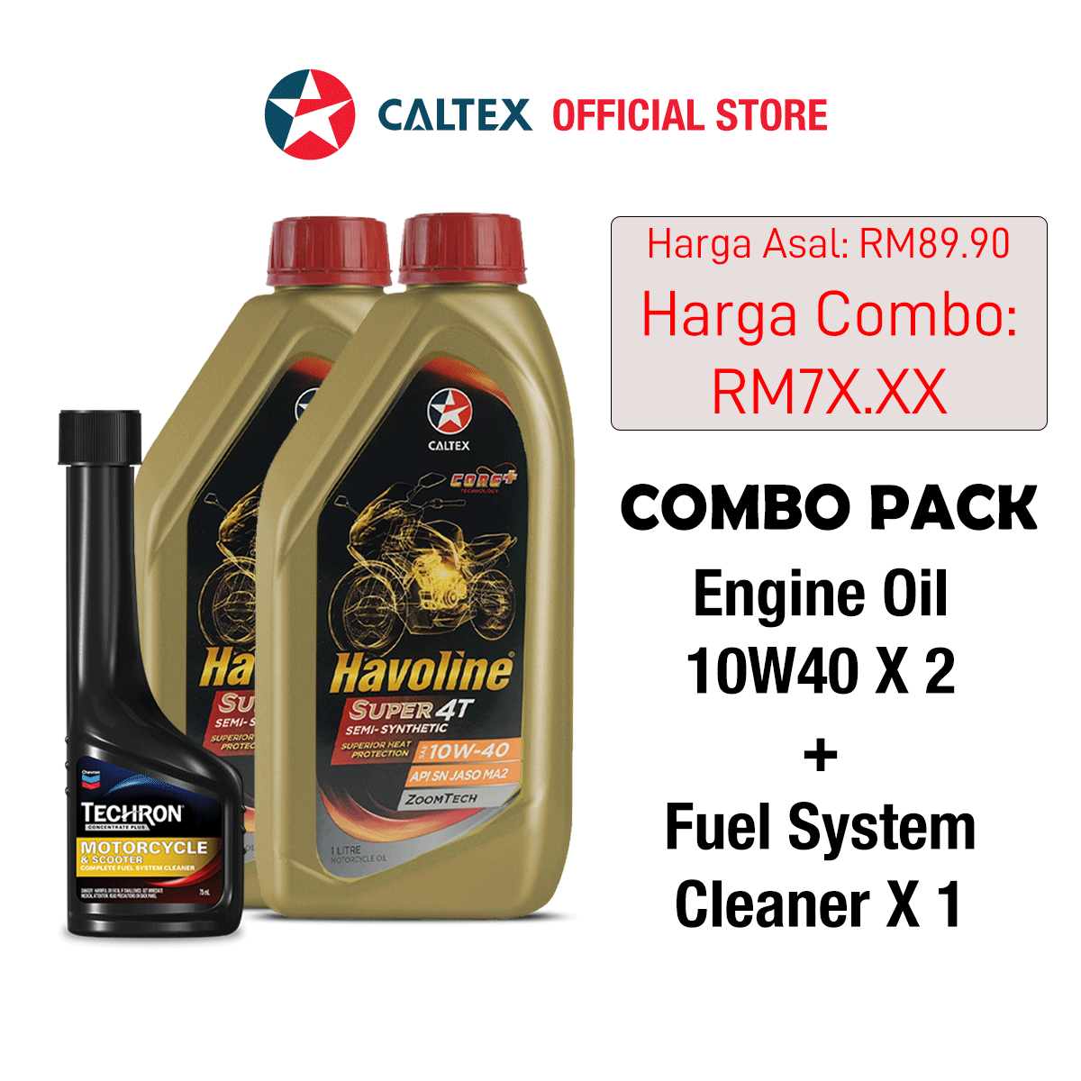 CALTEX Havoline Super 4T Semi-Synthetic 10W40 Engine Oil (2 Bottle ...