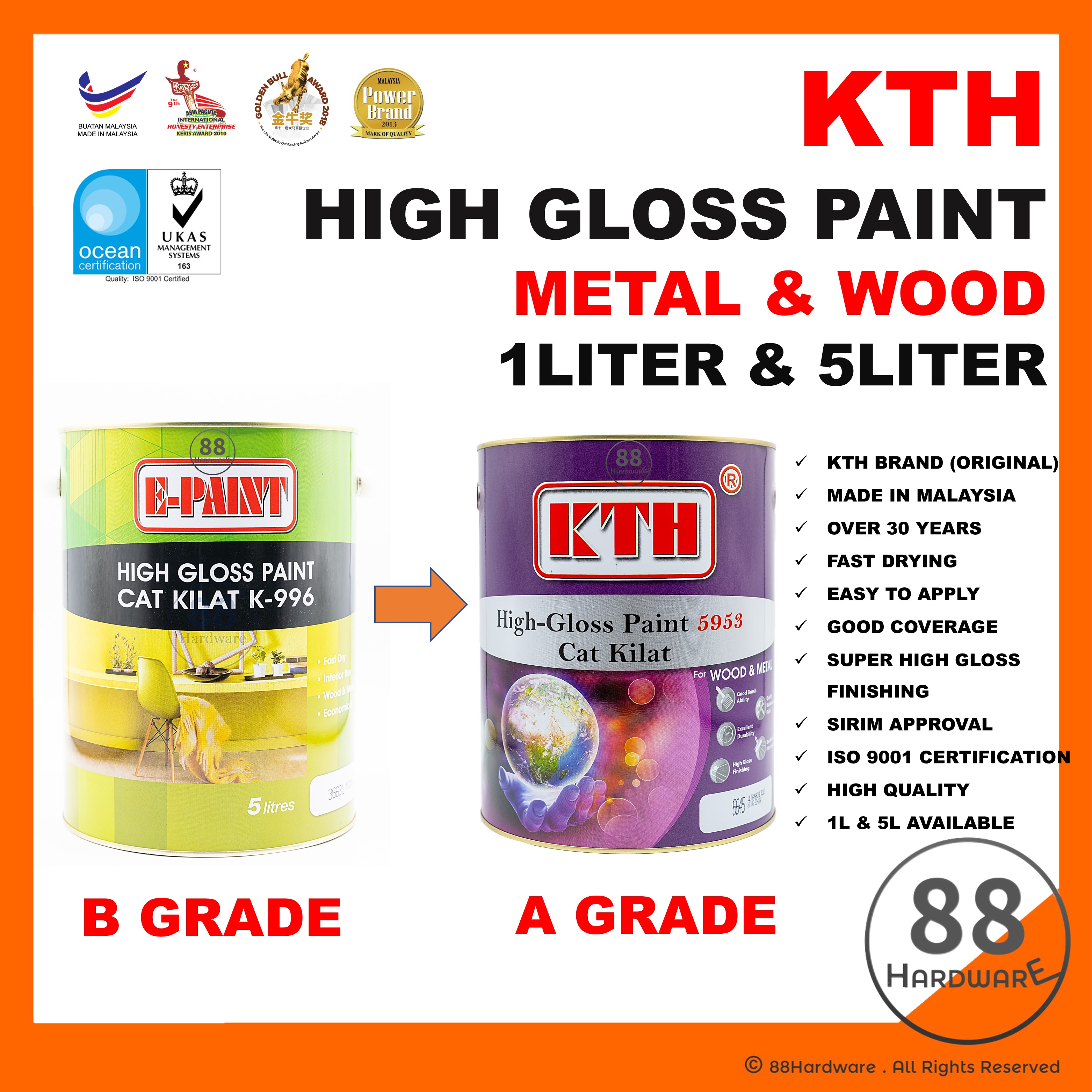 【FAST DRY】5L KTH 5953 K-996 cat kayu kilat / cat minyak kayu / wood ...