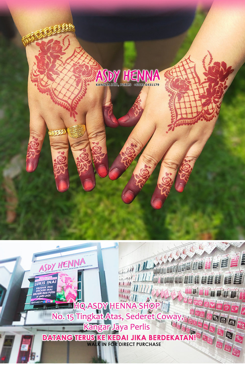 💕 SPECIAL 💕 [1] Sticker Inai Pengantin Bride Henna DIY Stencil Tunang ...