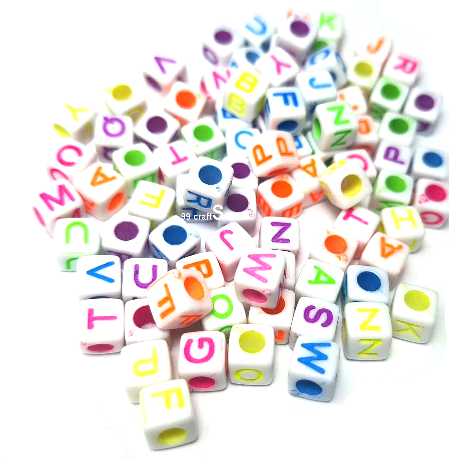 150 pcs Mix Colors Alphabet ABC Square Beads - assorted colors, Letter ...