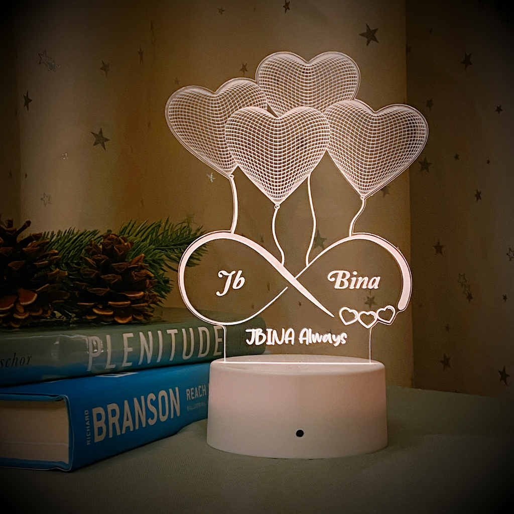 Personalised LED Night Lamp Light Gift For Birthday Wedding Anniversary ...