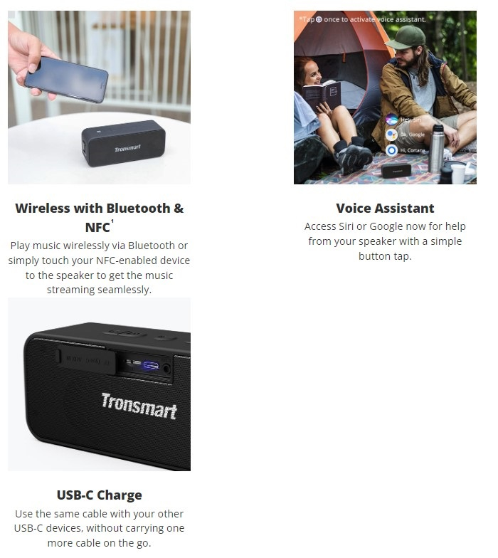 Tronsmart Element T2 Plus Upgraded Portable Bluetooth Speaker | IPX7 ...